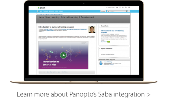 Taming the Beast: Adding Video to Your Saba Learning Programs - Panopto